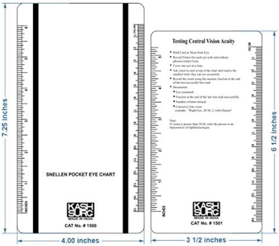 Snellen and Rosenbaum Pocket Eye Chart - a22 Paquete de 2 tarjetas ...