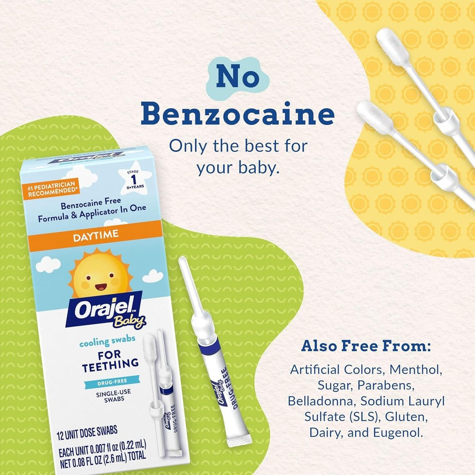 Orajel Baby Daytime Cooling Swabs for Teething, Drug-Free, 1 Pediatric ...